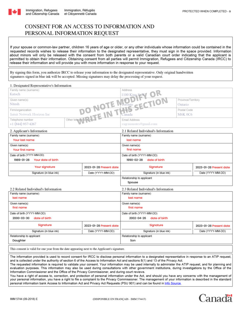 Filling IMM5744E consent-form - Find GCMS & CAIPS Note